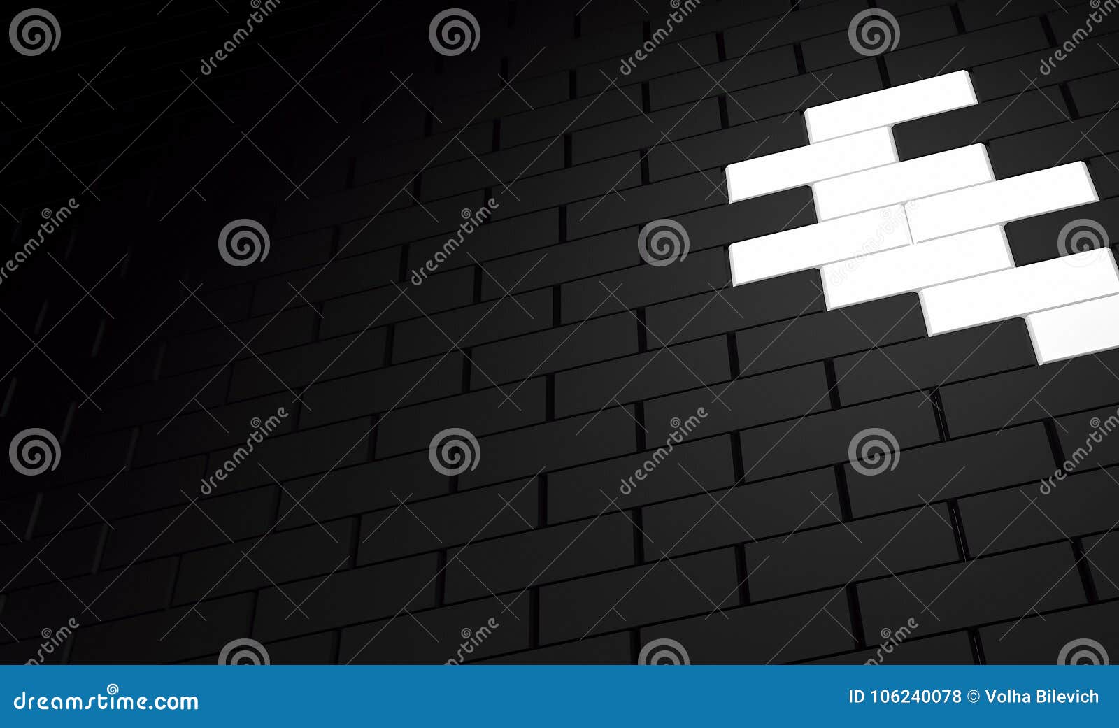 Black and White Brick Wall. 3d Render Stock Illustration - Illustration ...