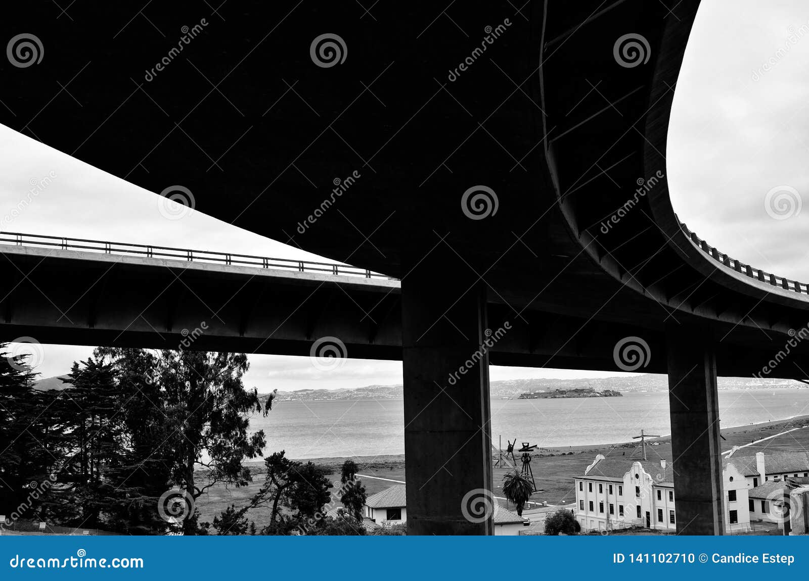 Black and White Bridge Over Land. General Travel Architecture. Stock ...
