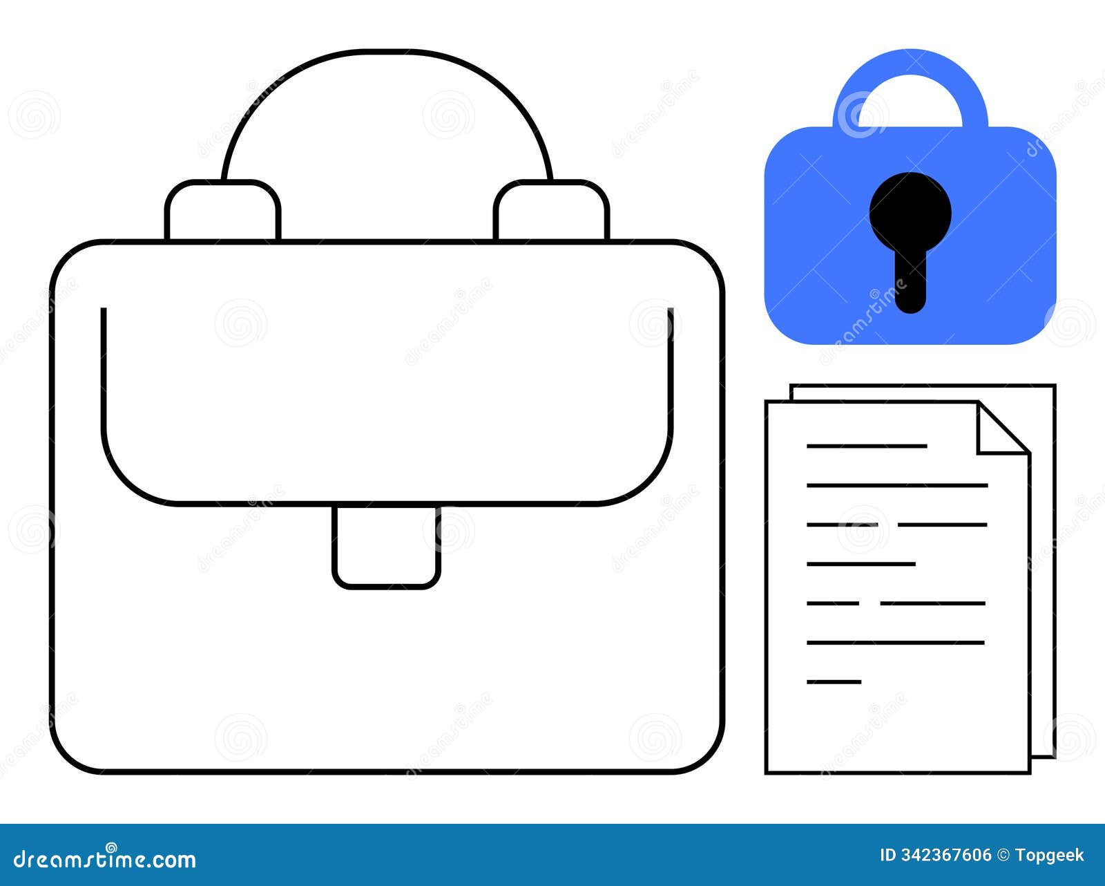 Secure Document Management with Briefcase, Papers, and Lock Icon Stock ...