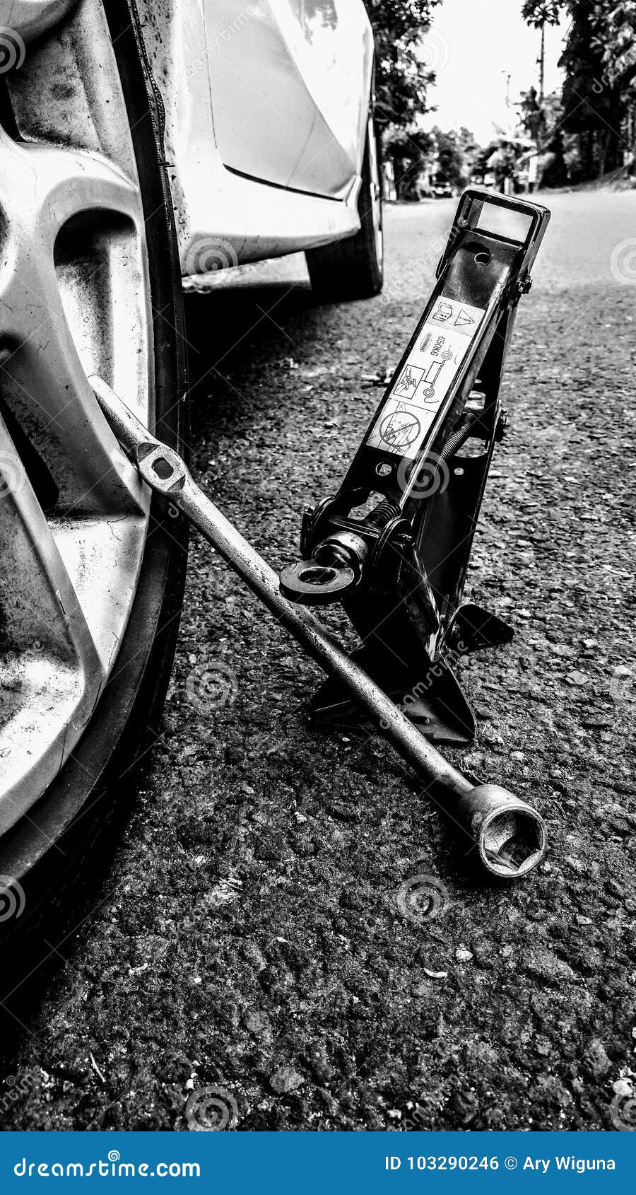 Broken Car Jack stock photo. Image of vehicle, monochrome - 103290246
