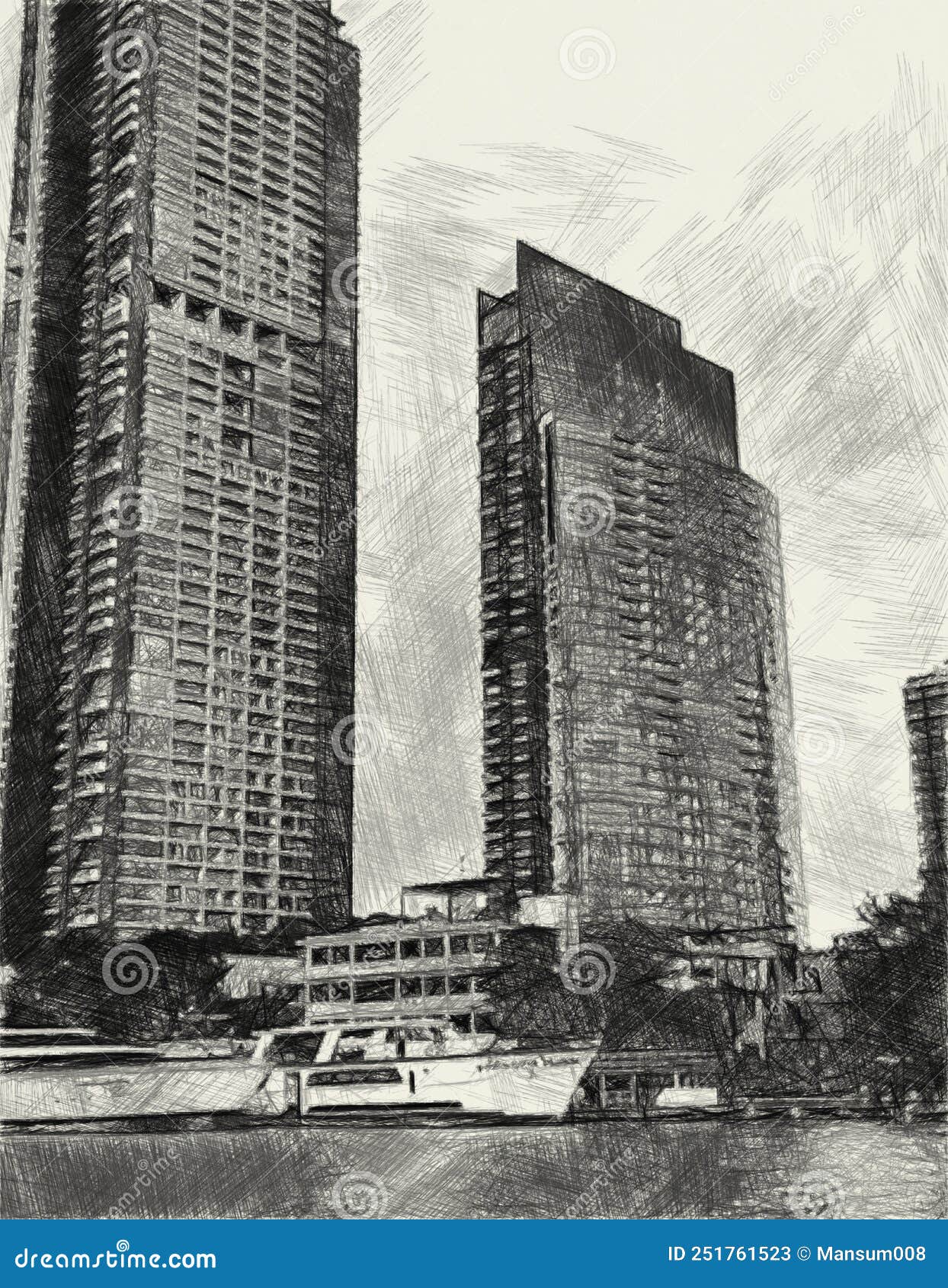 Black and White of Building Background Stock Image - Image of city ...