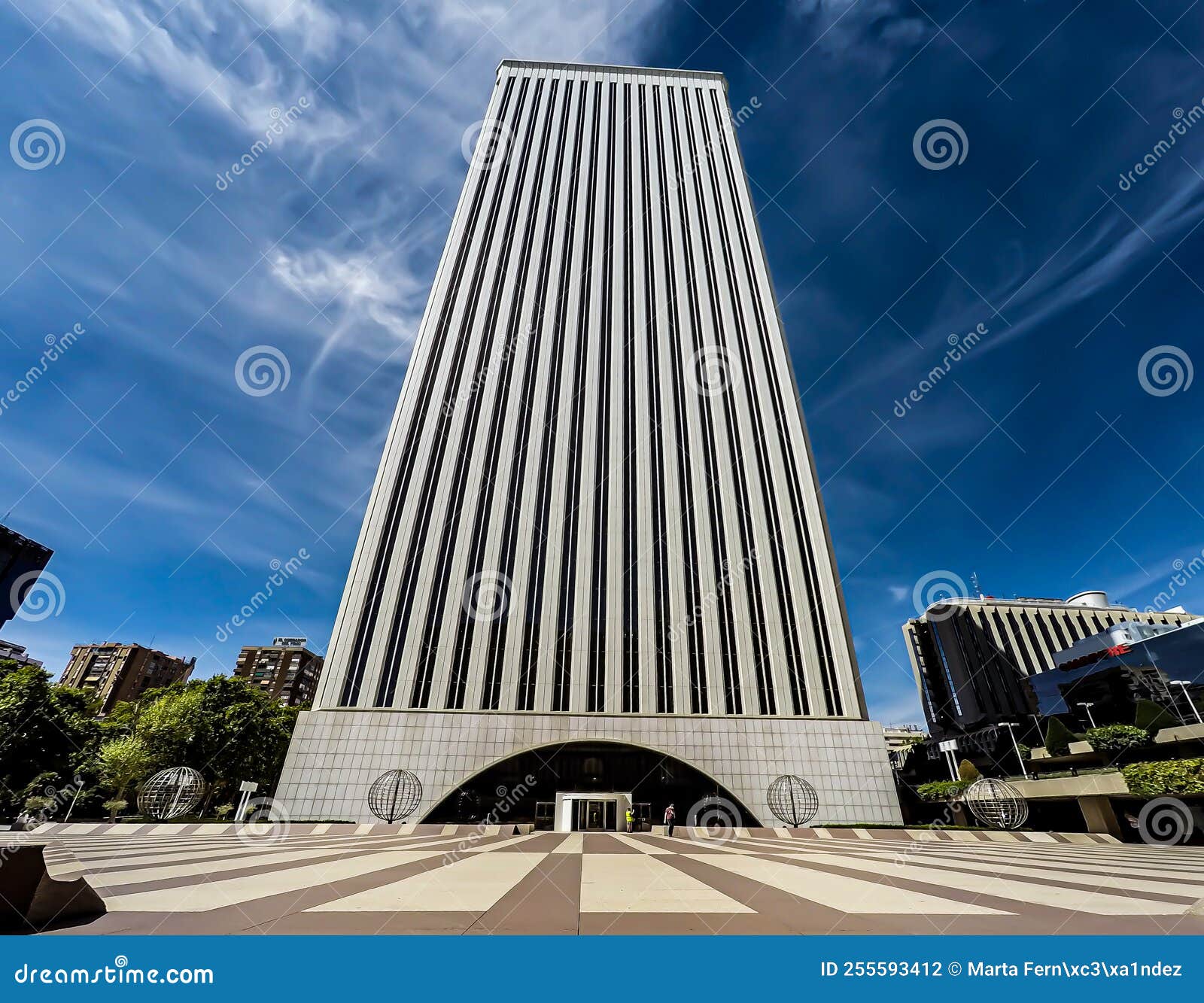 Black and White Building with Linear Structure. White Skyscraper with ...