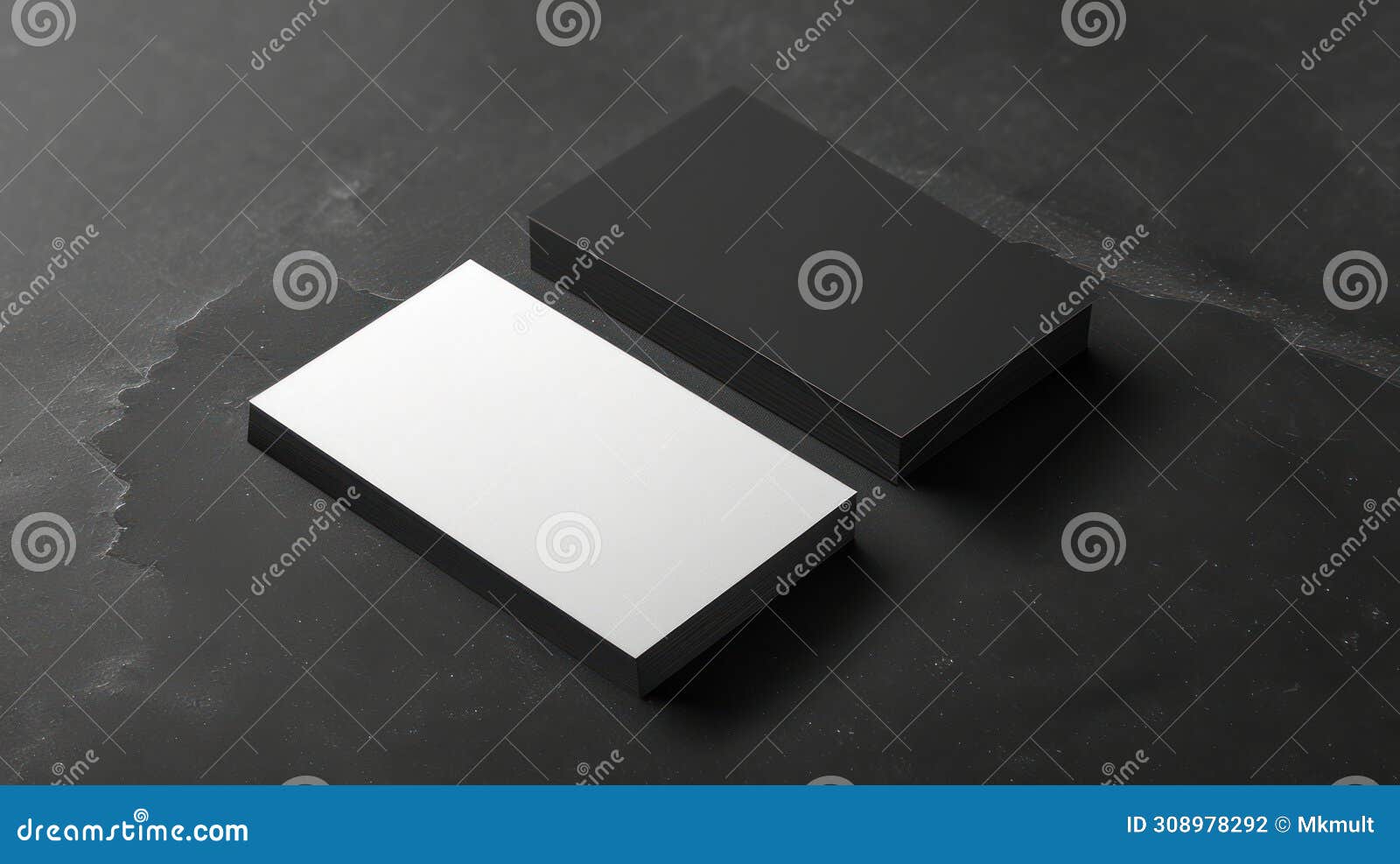 Black and White Business Card on Table Stock Photo - Image of surface ...