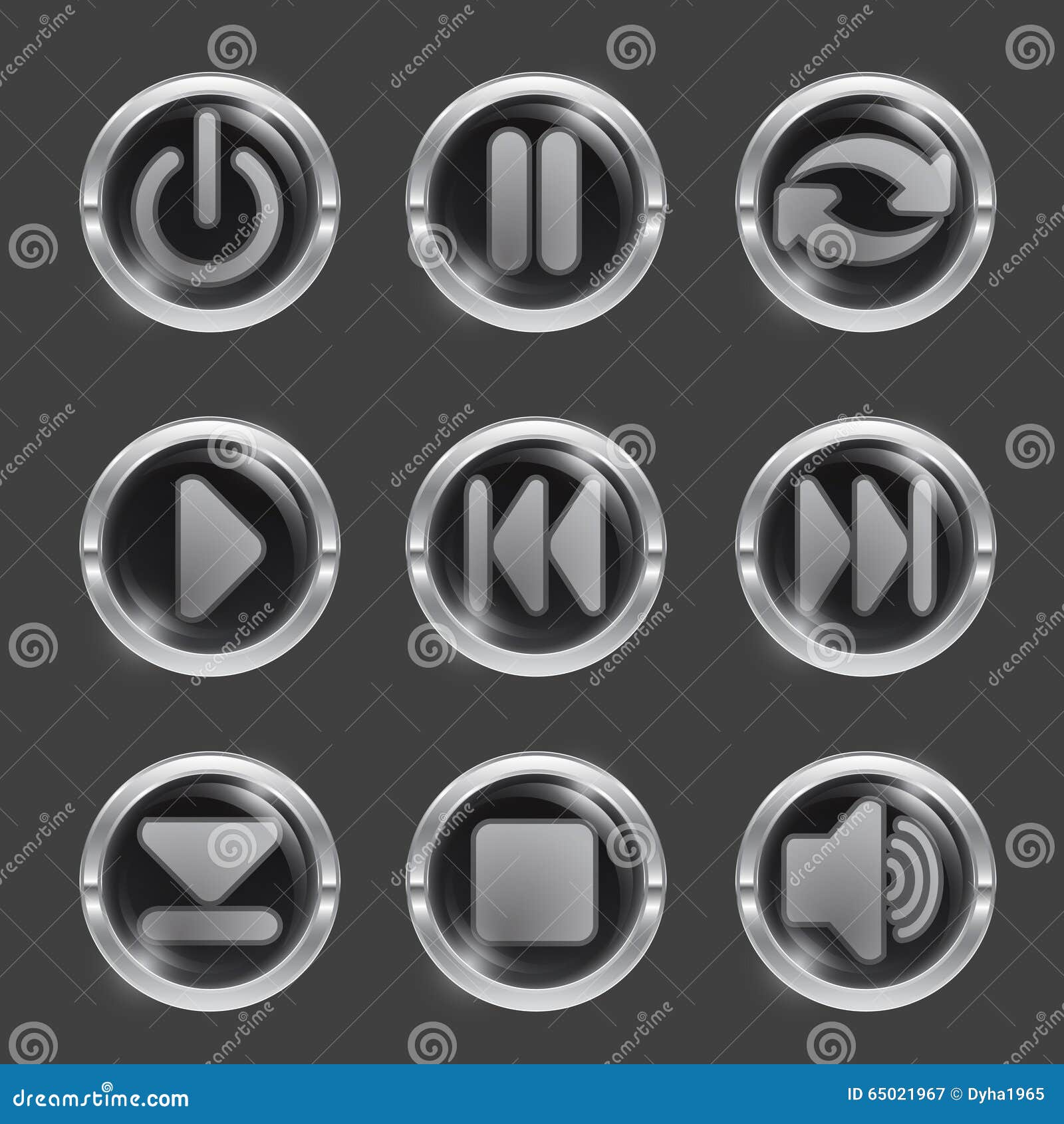 Black and white button stock vector. Illustration of computer - 65021967