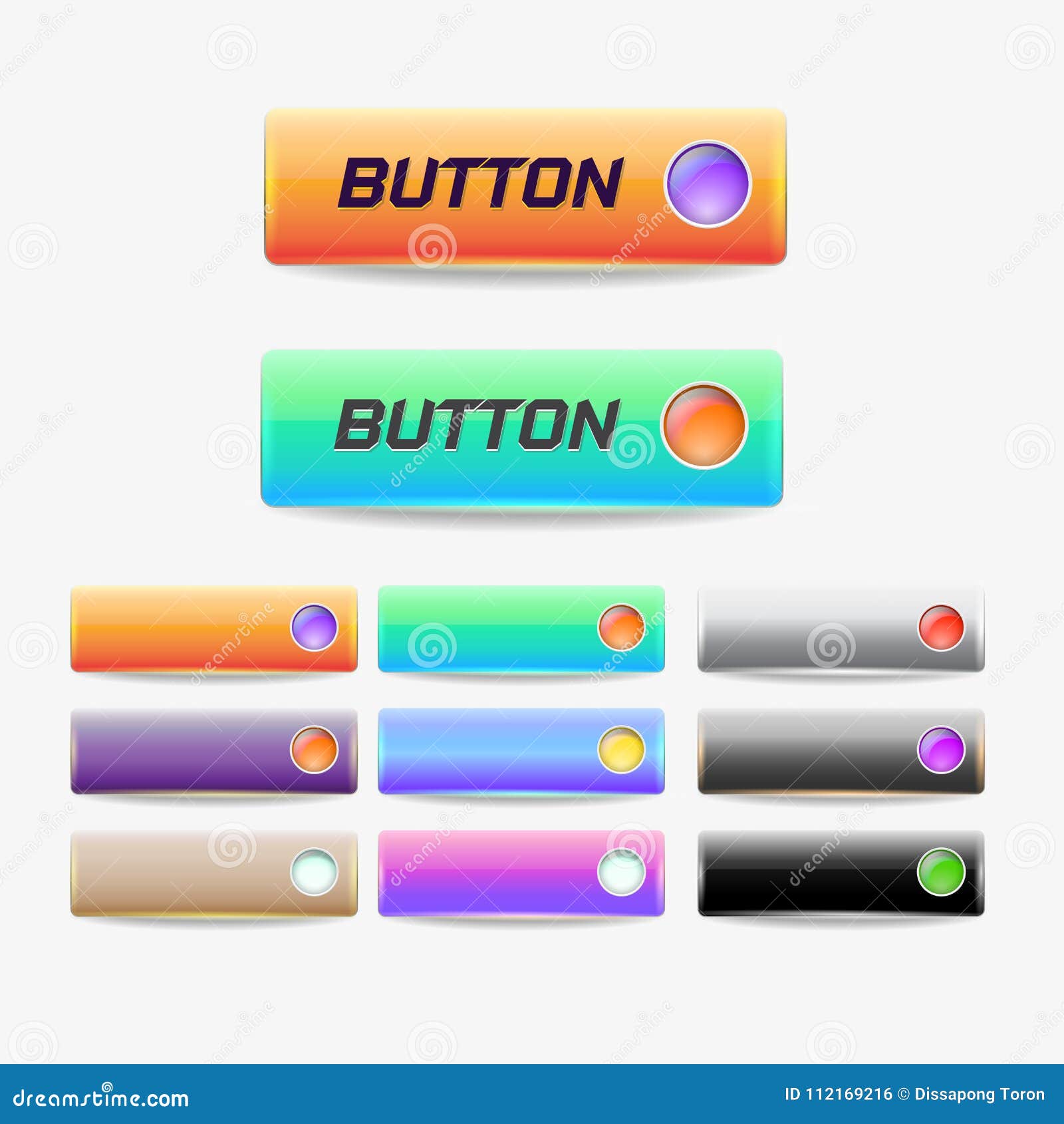 Black and White Button Set Round and Square Buttons Stock Illustration ...
