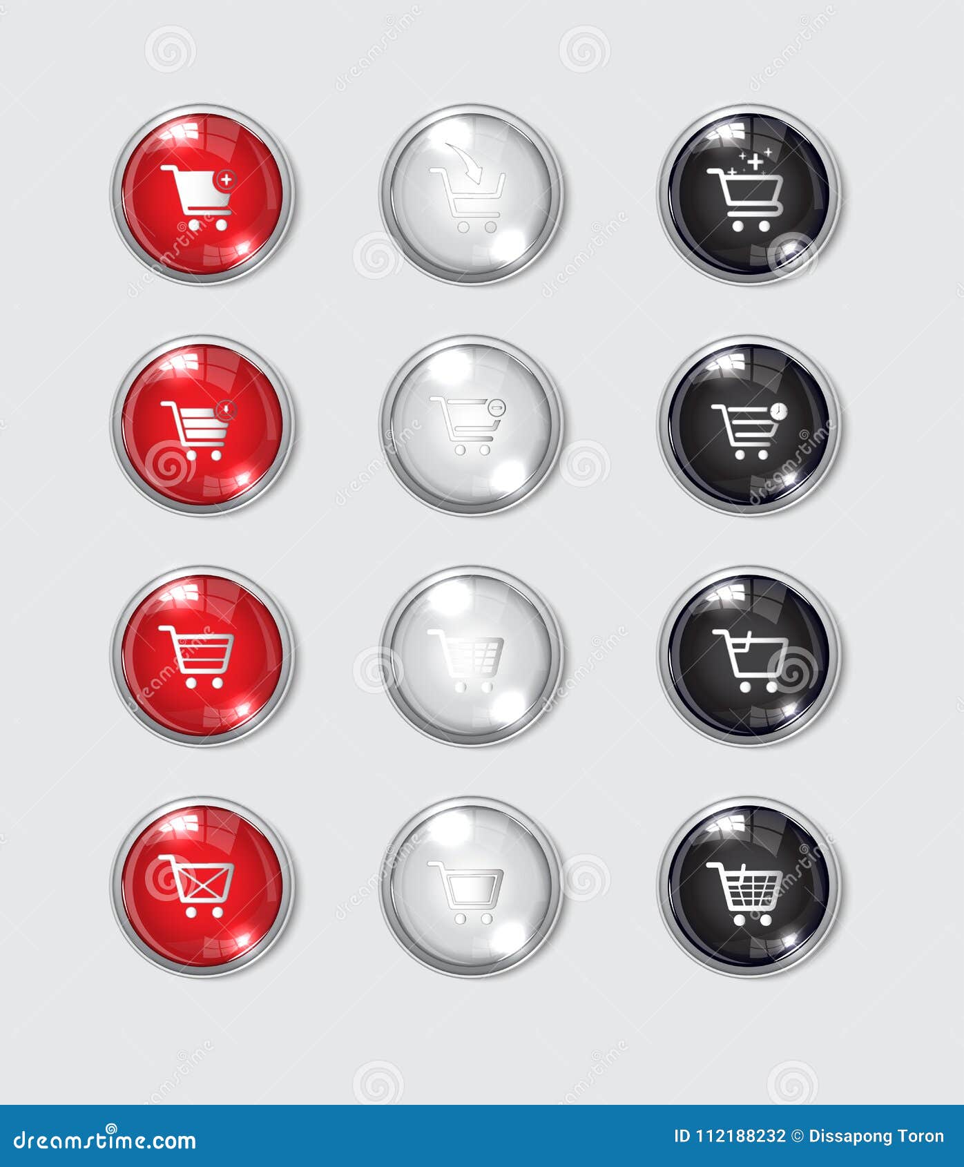Black and White Button Set Round and Square Buttons Stock Vector ...