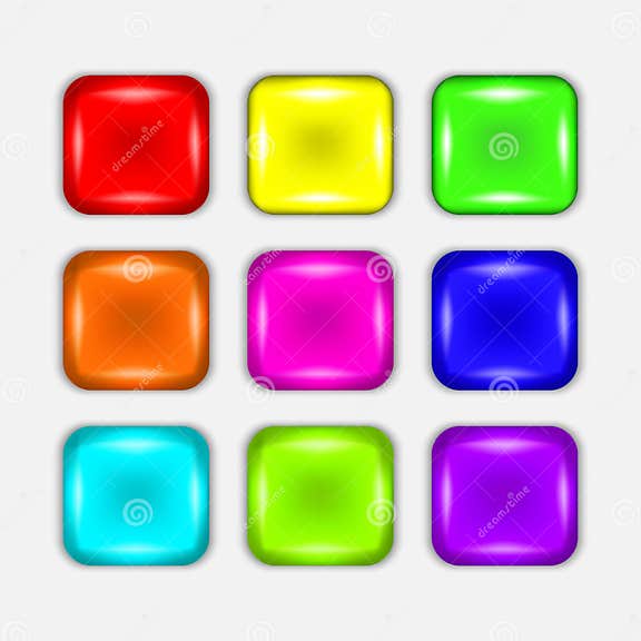 Black and White Button Set Round and Square Buttons Stock Vector ...