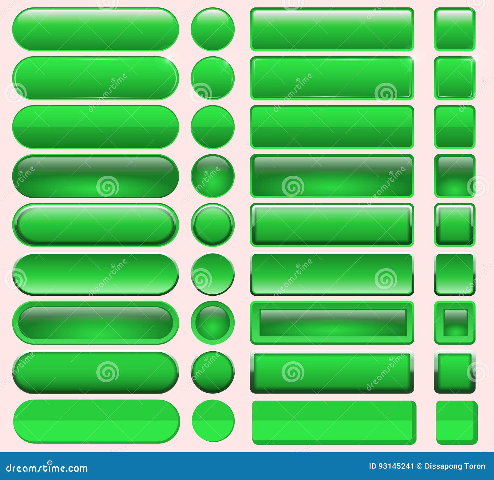 Black and White Button Set Round and Square Buttons Stock Illustration ...