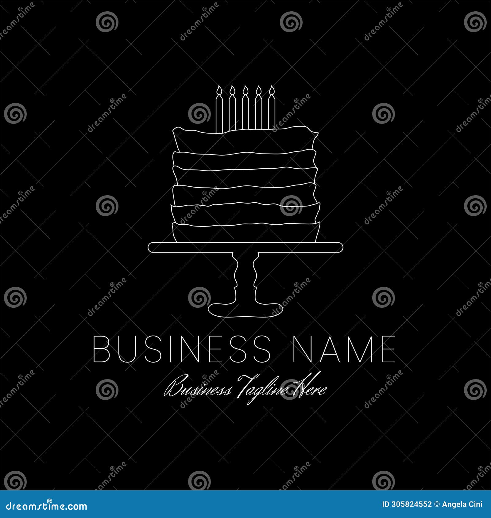 Black and White Cake Outline Logo for Bakery Stock Vector ...