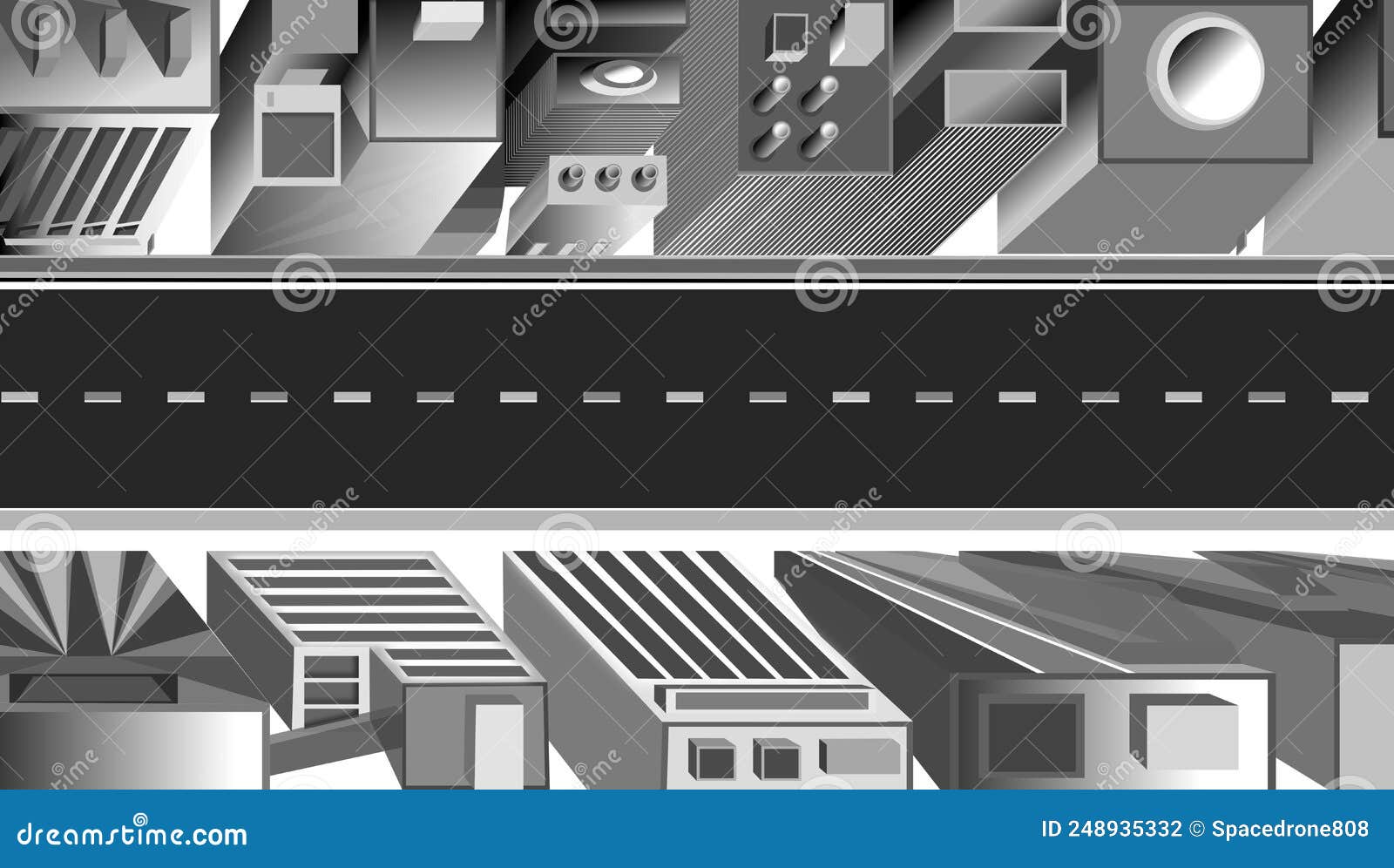 Black and White Cartoon City Road Backdrop Stock Illustration ...