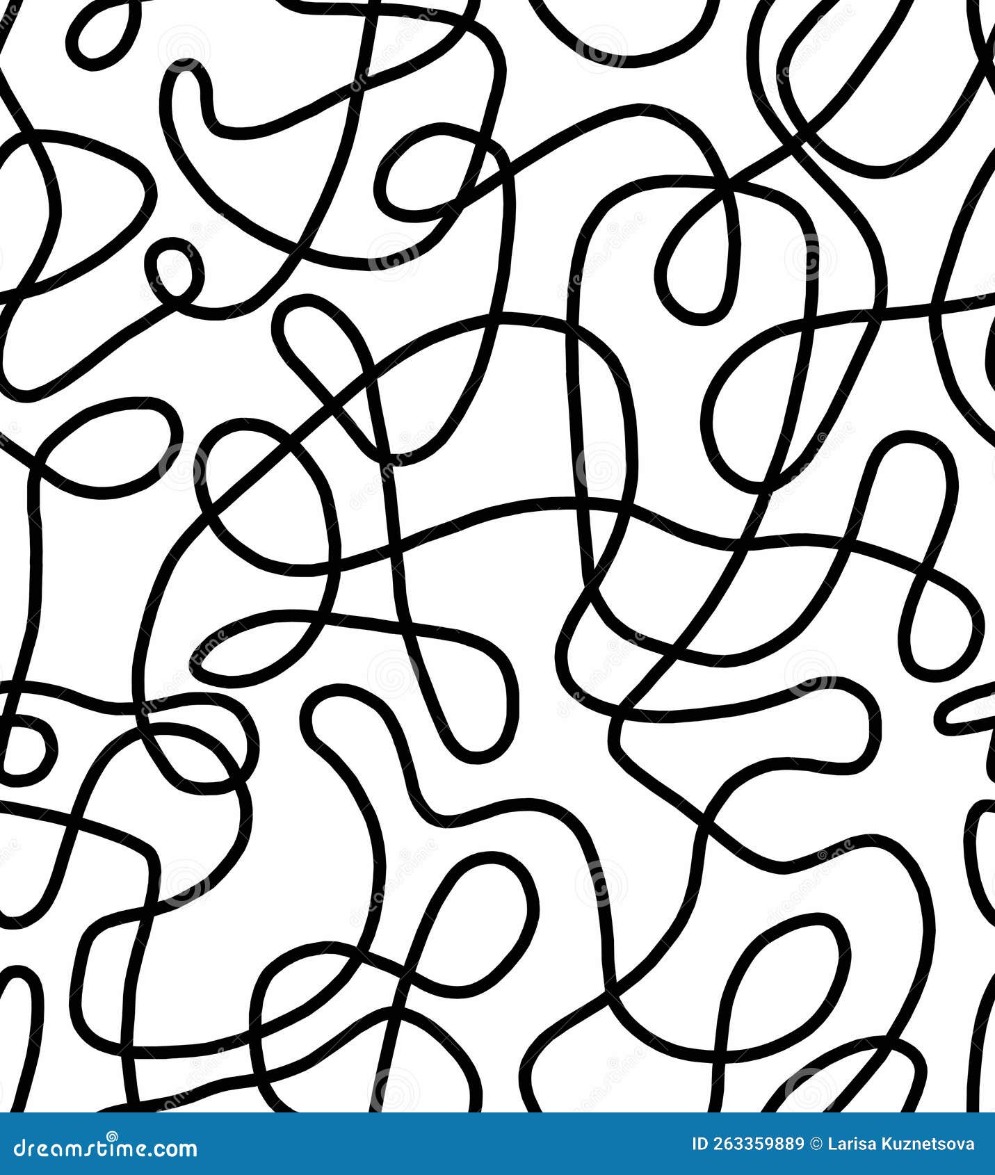 Black and White Cartoon Pattern on a White Background, Abstract Design ...