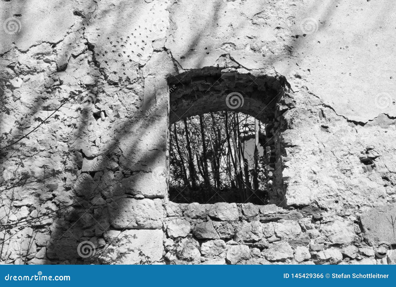 Black and White Castle Ruin Window Old Stock Photo - Image of ancient ...