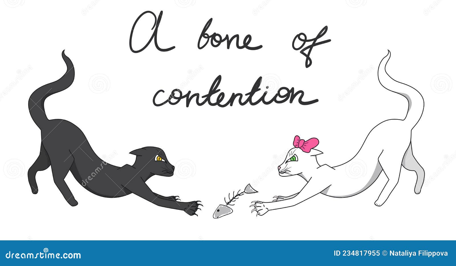 Cats Fight for Fish Bone stock vector. Illustration of cartoon - 234817955