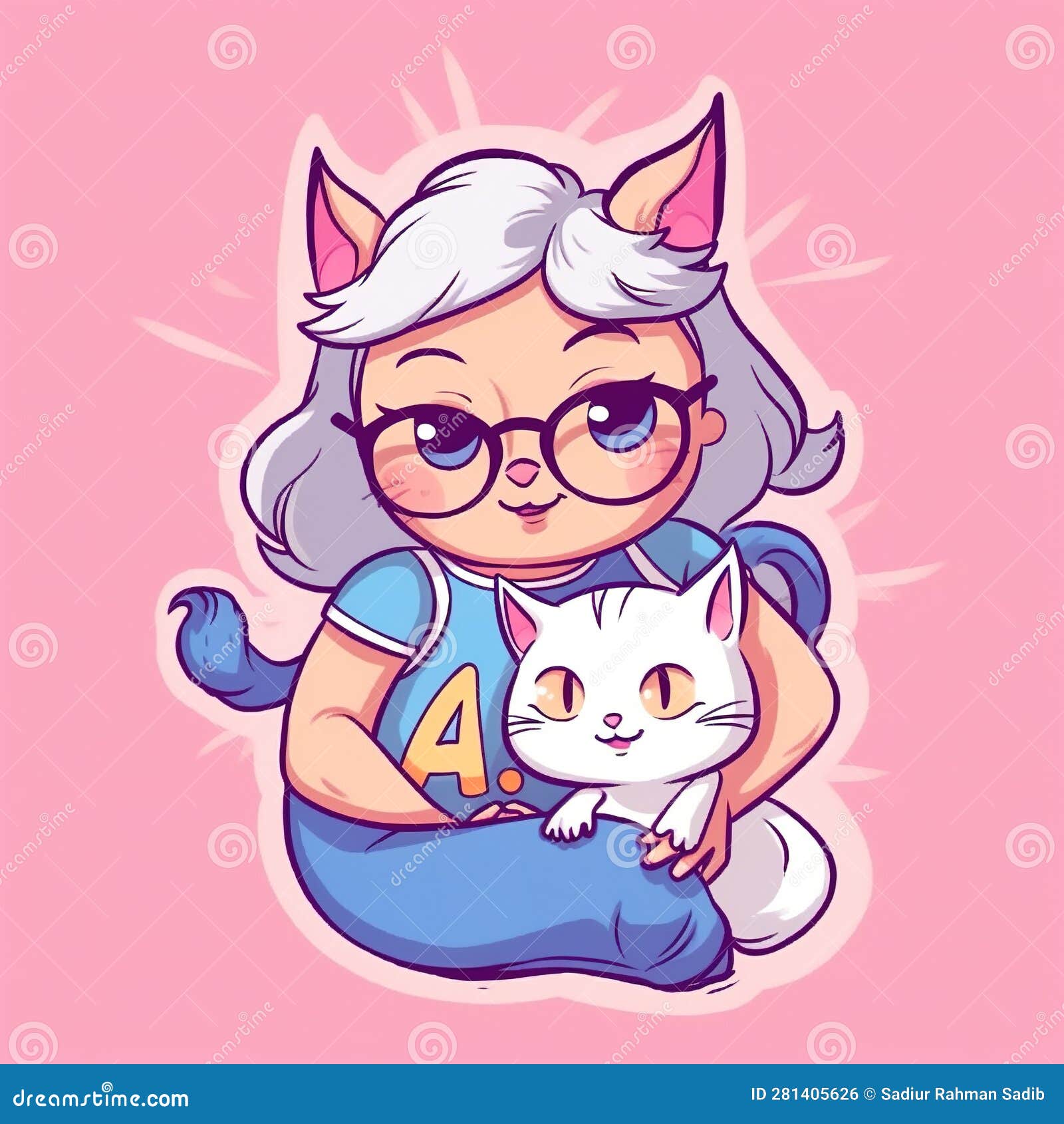 Black and White Cat Illustration. Hand Drawn Ally Mom Cat Stock ...