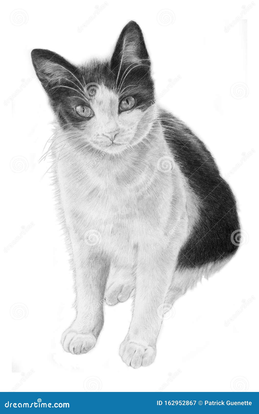 Black and White Cat, Illustration Stock Illustration - Illustration of ...