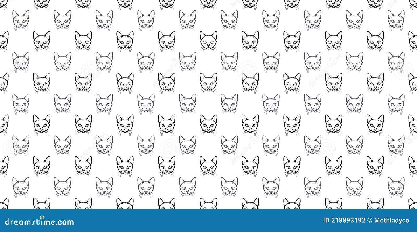 Black and White Cat Seamless Repeat Pattern Vector Background Stock ...