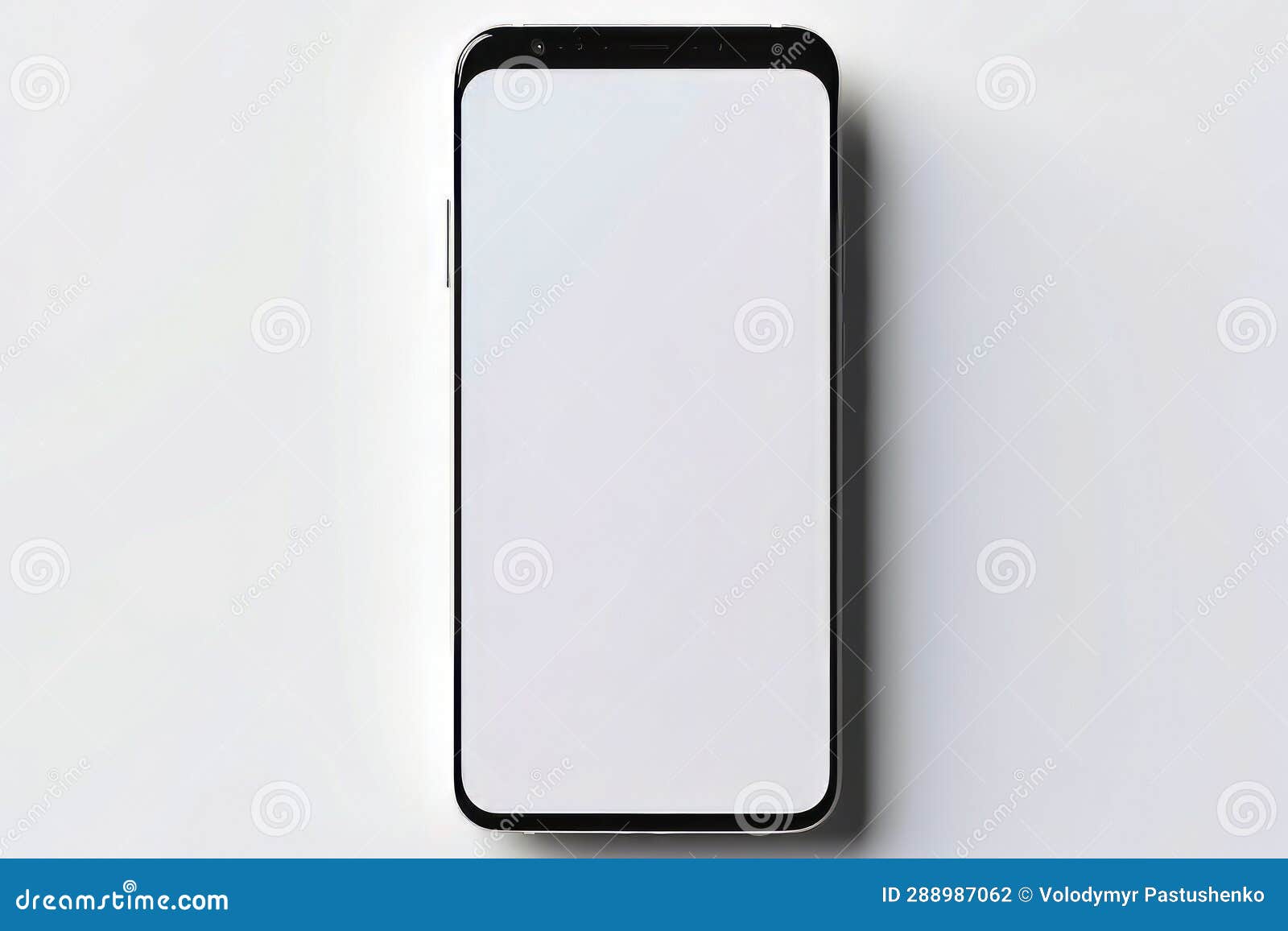 Black and White Cell Phone with Blank Screen on White Surface ...