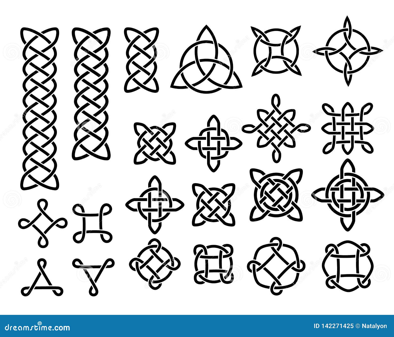 Black and White Celtic Knots and Symbols Ethnic Set, Vector Stock ...