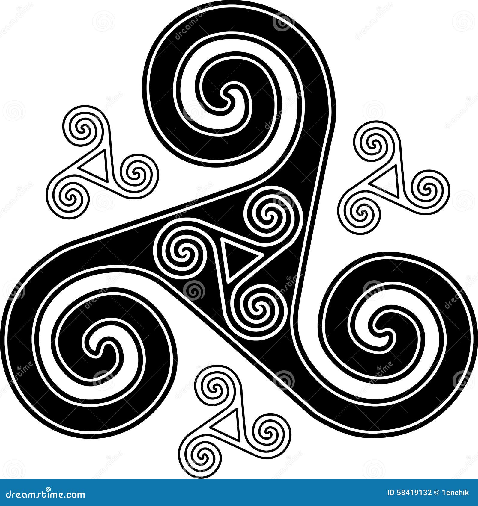 Black And White Celtic Vector Triskel Symbol Stock Vector - Image: 58419132