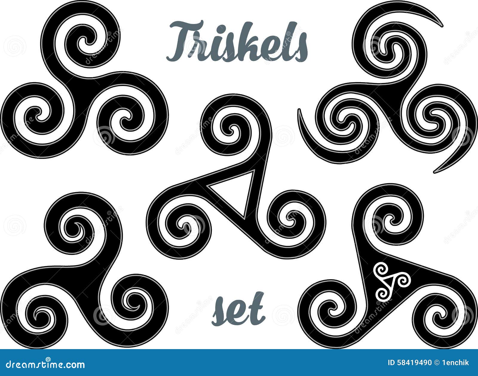 Black and White Celtic Vector Triskel Symbols Set Stock Vector ...