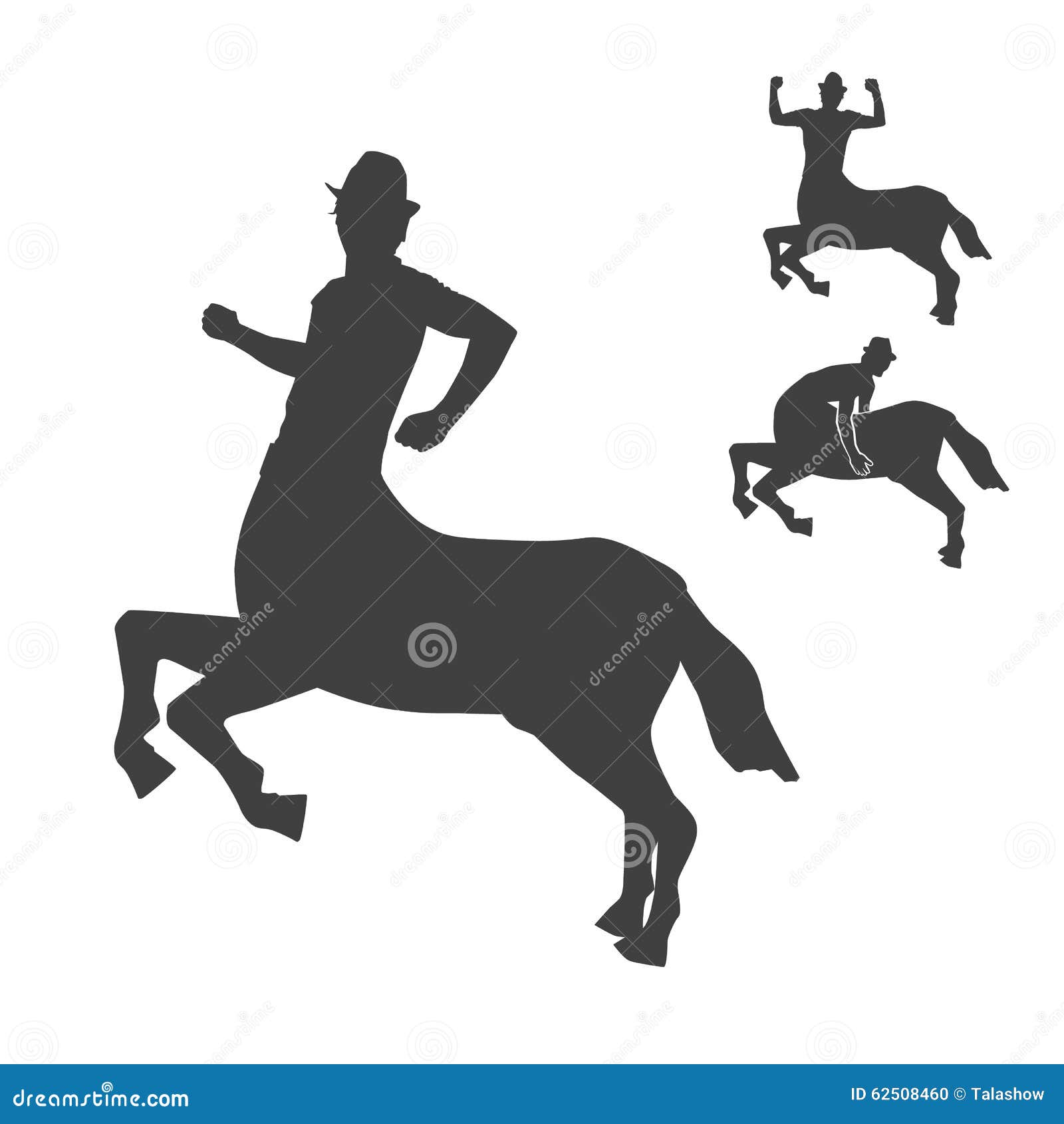 Black And White Centaur Silhouettes Set Stock Vector - Image: 62508460