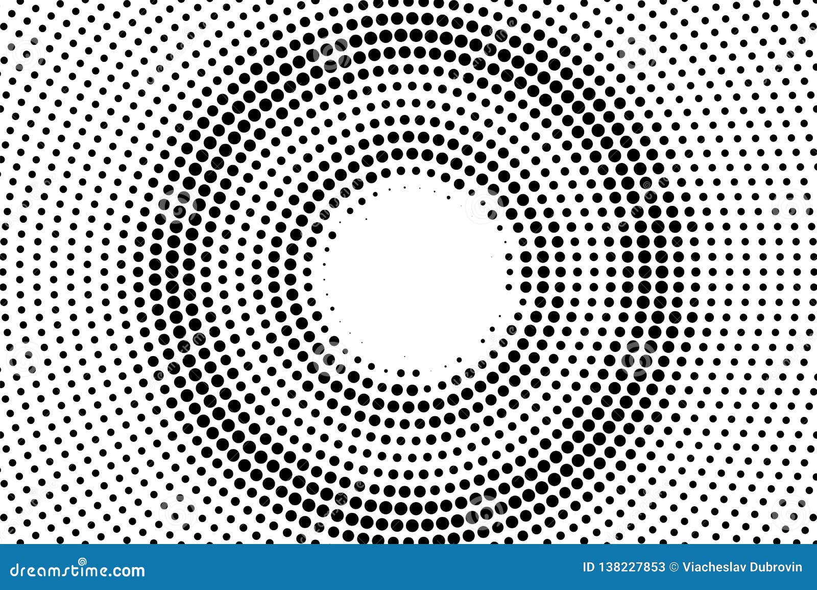 Black on White Center Halftone Vector. Digital Dotted Texture Stock ...