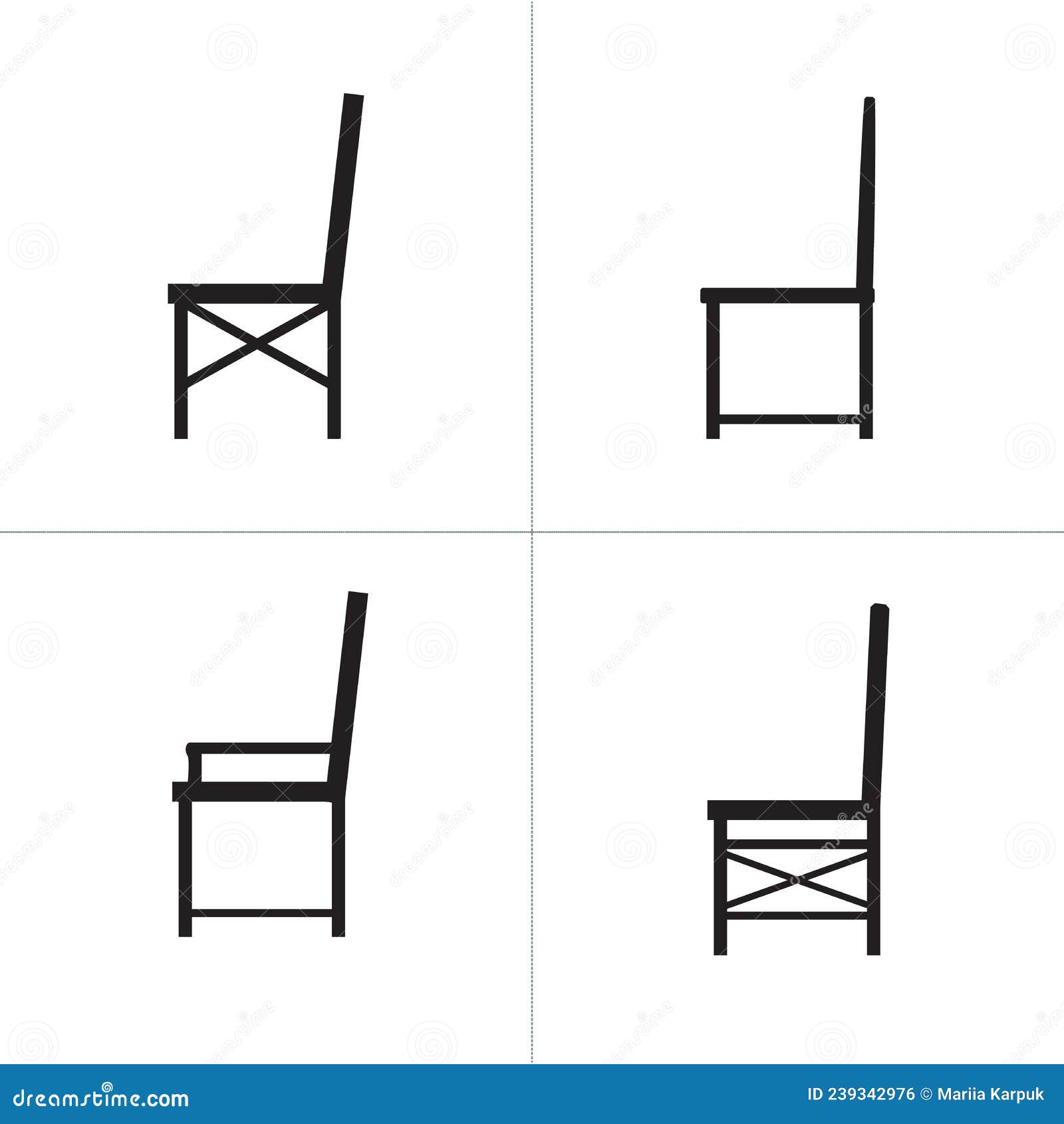 Black and White Chair Icon Set for Interior Design Stock Vector ...