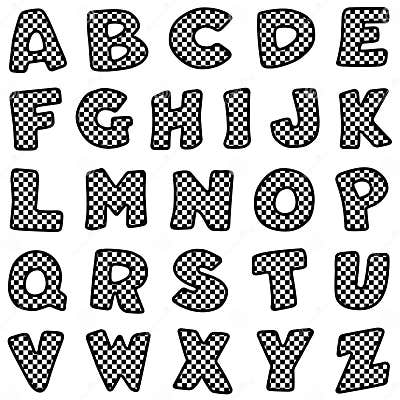 Black & White Check Alphabet Stock Vector - Illustration of write ...