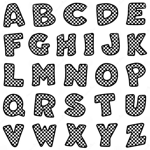 Black & White Check Alphabet Stock Vector - Illustration of write ...