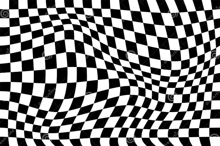 Black and White Checker Pattern Vector Illustration. Wave Abstract ...