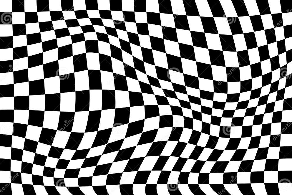 Black and White Checker Pattern Vector Illustration. Wave Abstract ...