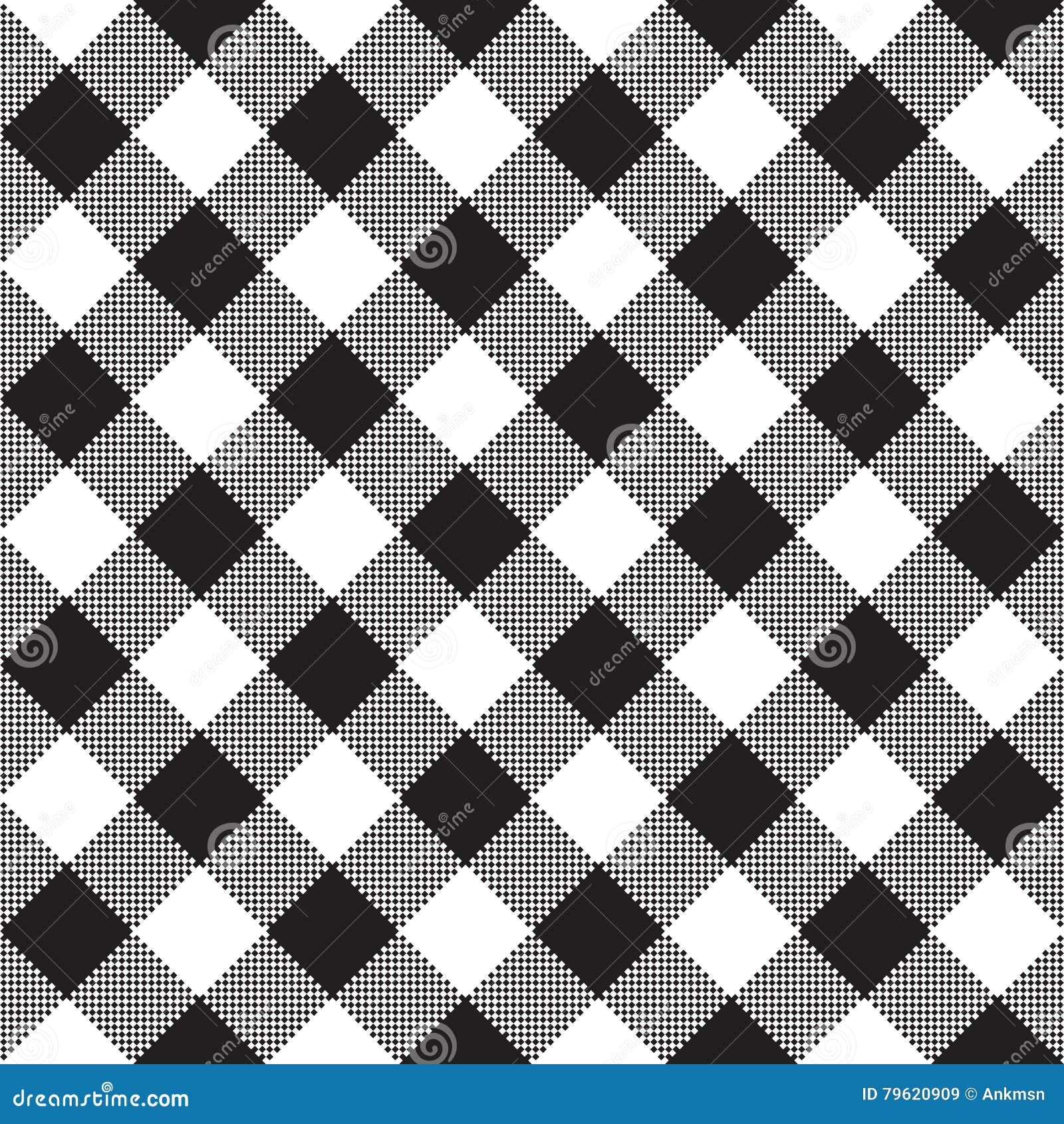 Black White Checkerboard Check Diagonal Textile Seamless Pattern Stock ...