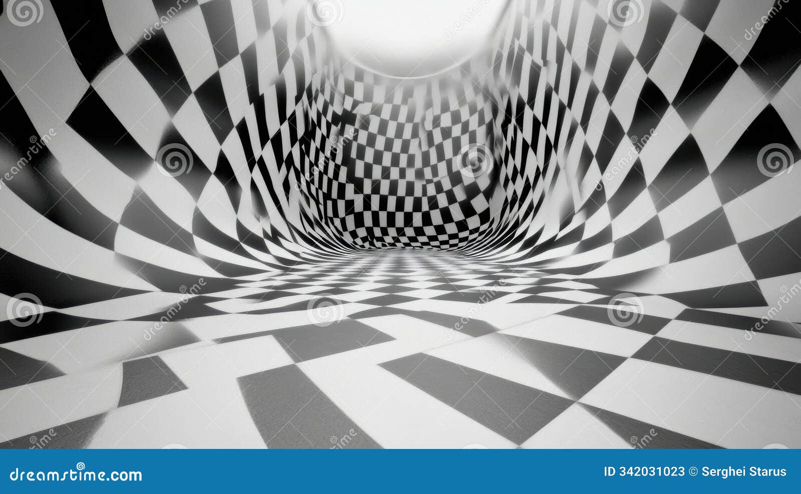 Checkerboard Tunnel with a Surreal, Distorted Perspective, AI Stock ...