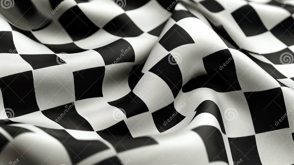 Black and White Checkerboard Pattern on Fabric Surface with Wavy ...