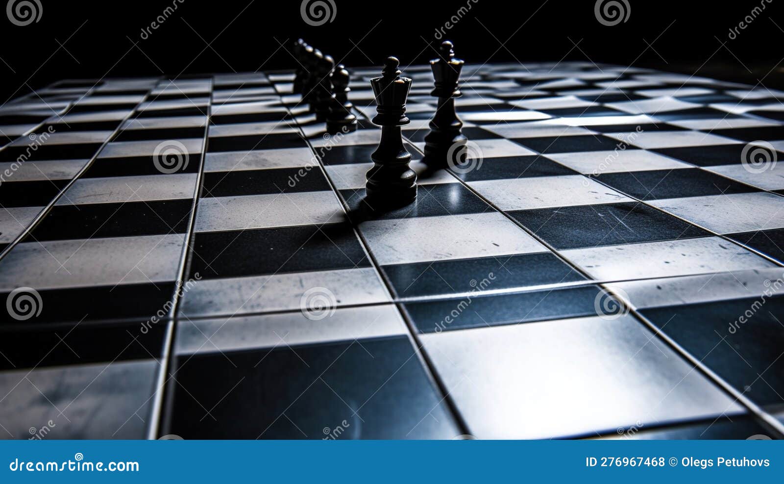 A Black and White Checkered Chess Board with Black Pawn Stock Photo ...
