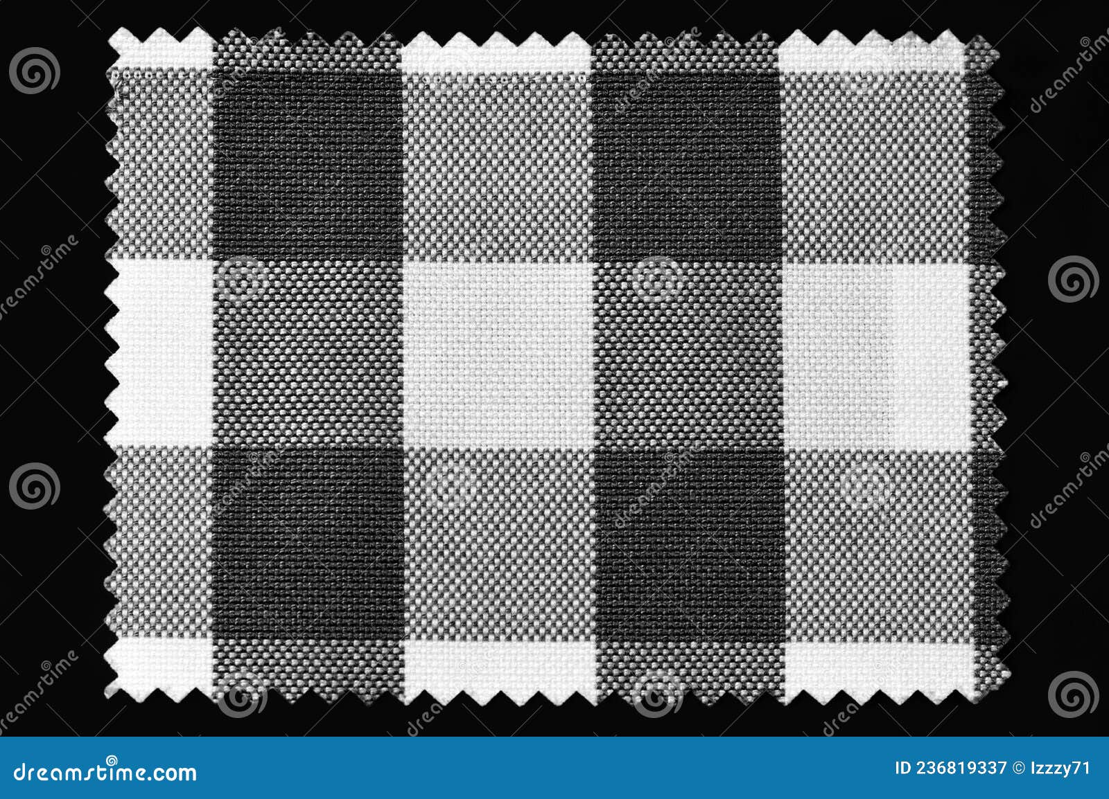 Black and White Checkered Fabric Sample Isolated on Black Background ...