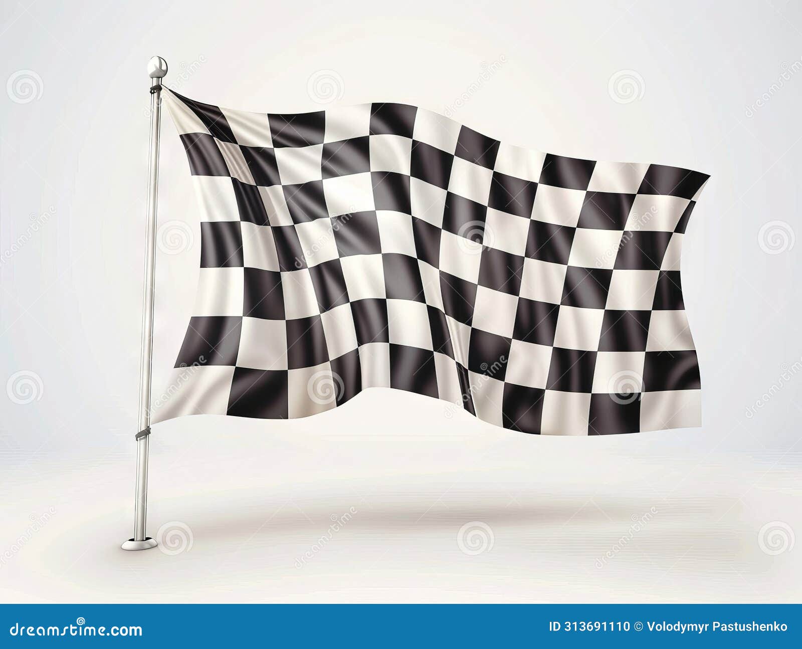 A Black and White Checkered Flag on a Pole Stock Photo - Image of ...
