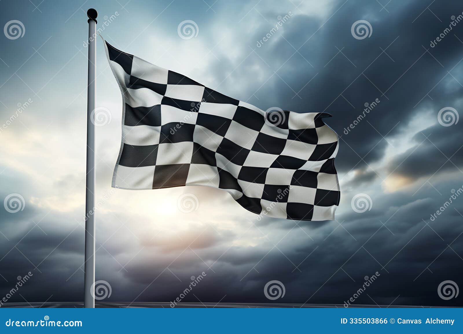 Black and White Checkered Flag on a Pole Stock Photo - Image of white ...