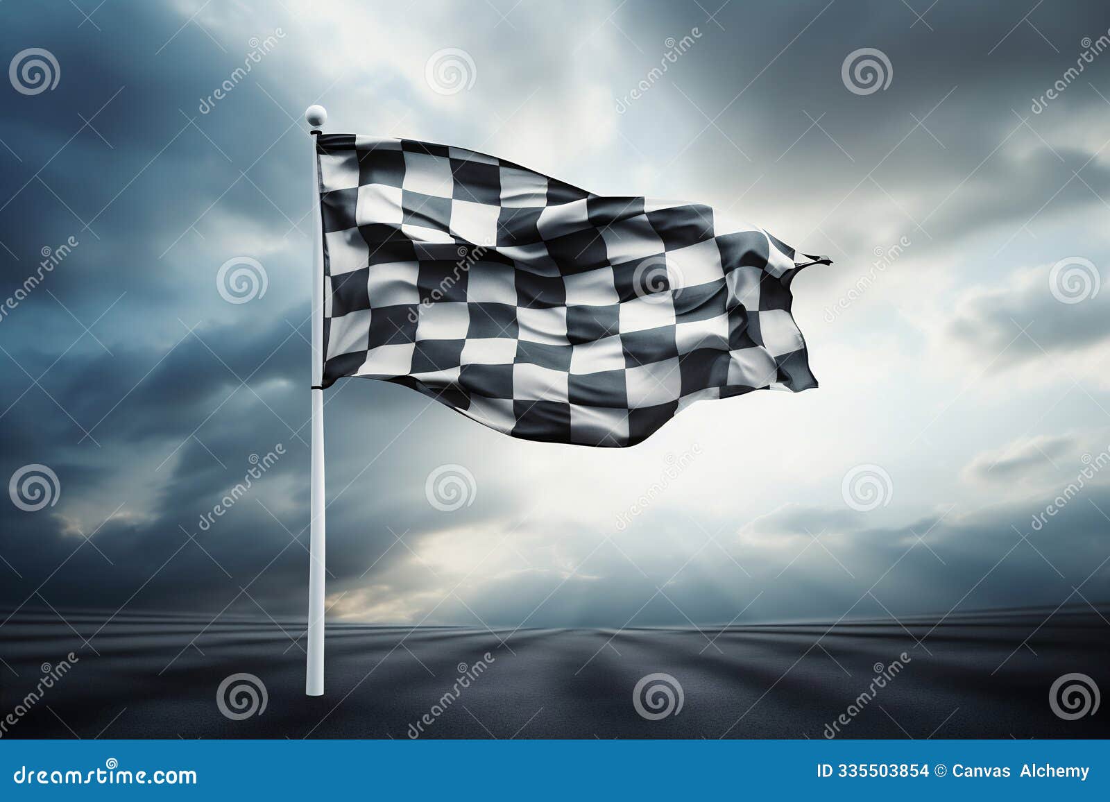 Black and White Checkered Flag on a Pole Stock Photo - Image of speed ...