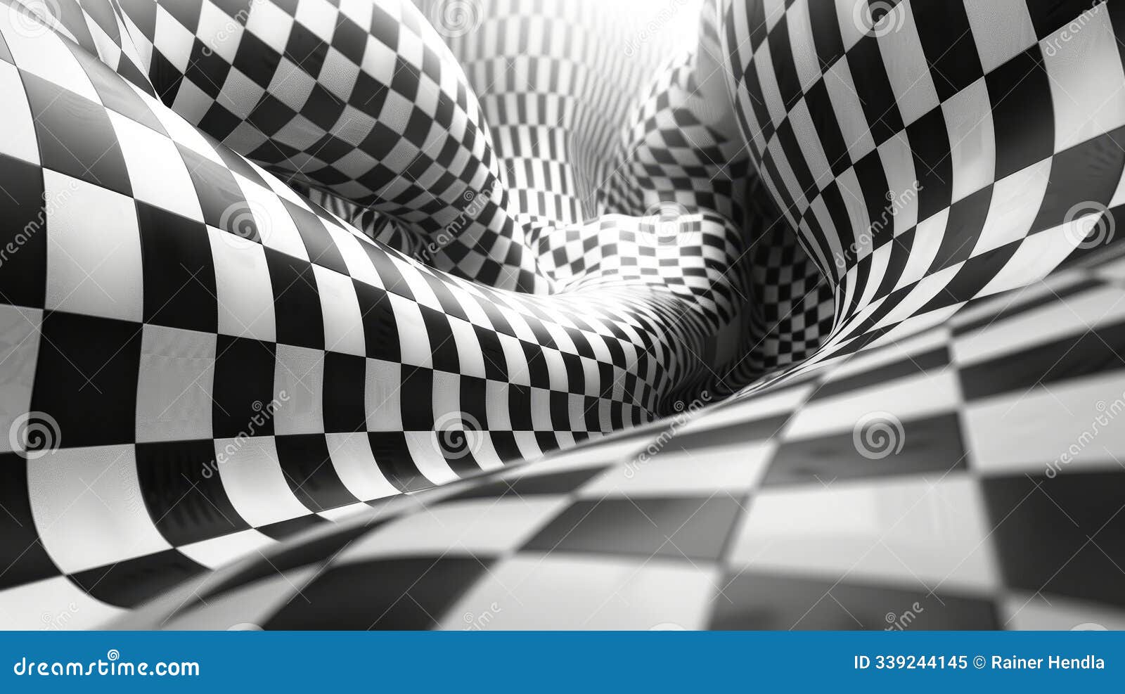 Black and White Checkered Patterns Flowing through a Distorted ...