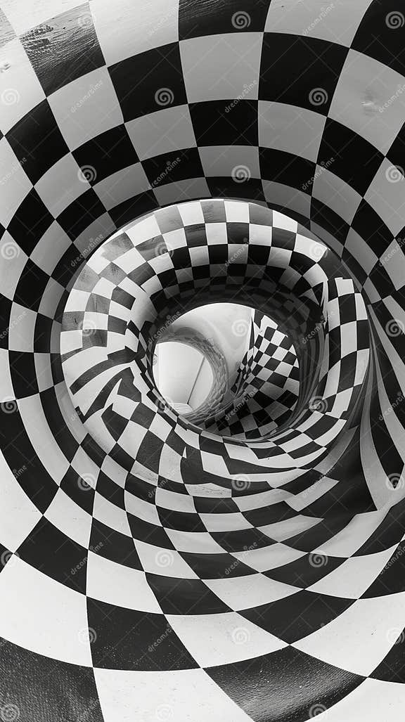 A Black and White Checkered Spiral Stock Photo - Image of generated, monochrome: 316483886