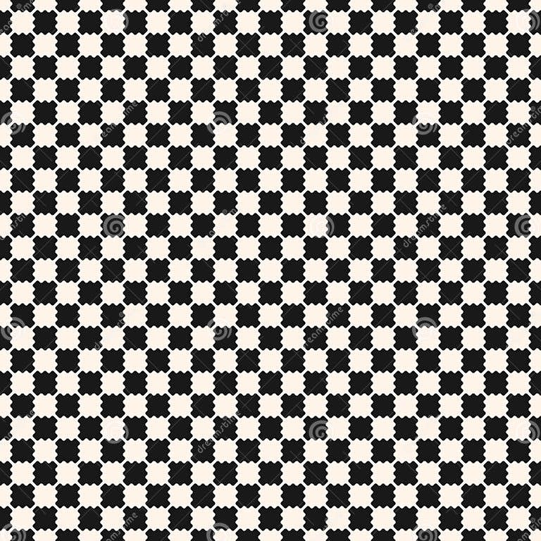 Black and White Checkered Texture. Vector Seamless Pattern with Curved ...
