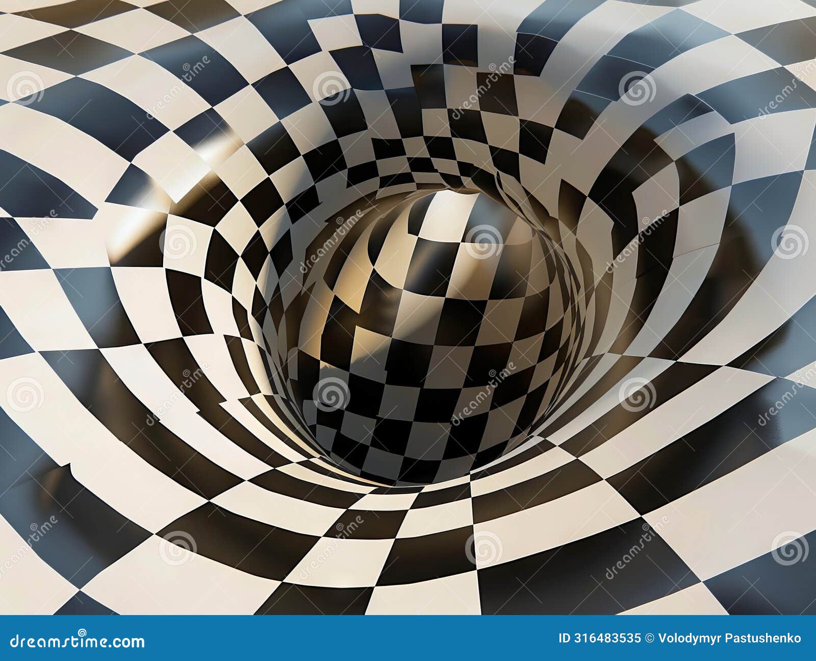 A Black and White Checkered Tunnel with a Hole in the Middle Stock ...