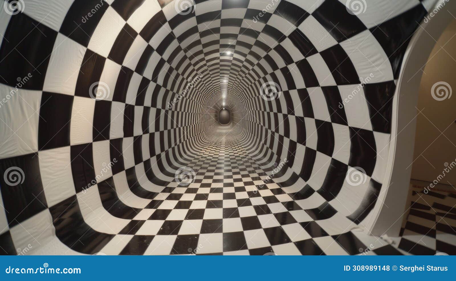 A Black and White Checkered Tunnel with a Large Hole in the Middle, AI ...