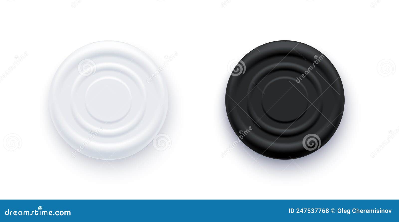 Black and White Checkers Chips Set, 3d Round Badge with Circle Raised ...