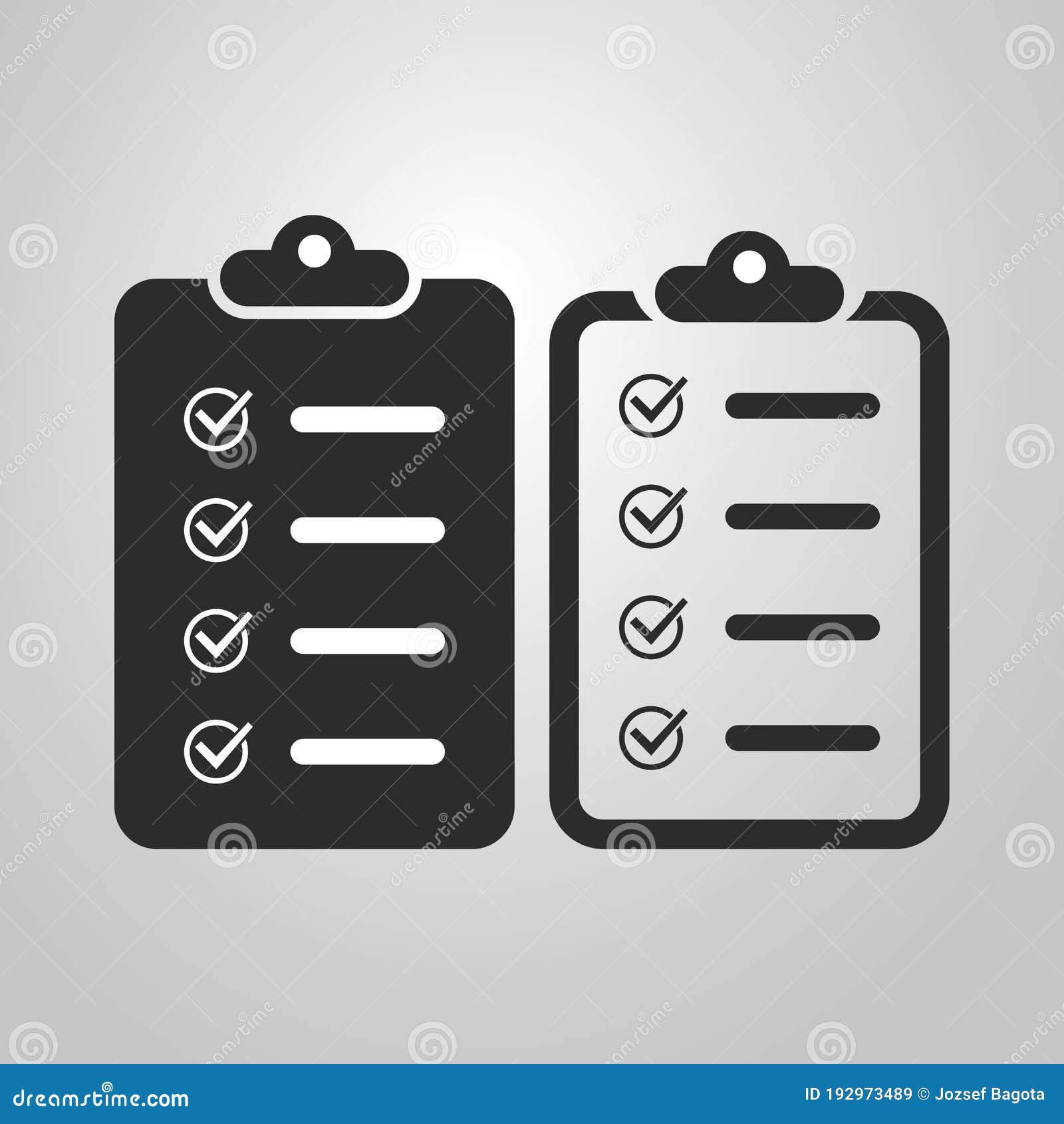 Black and White Checklist Icon Design Set Stock Vector - Illustration ...