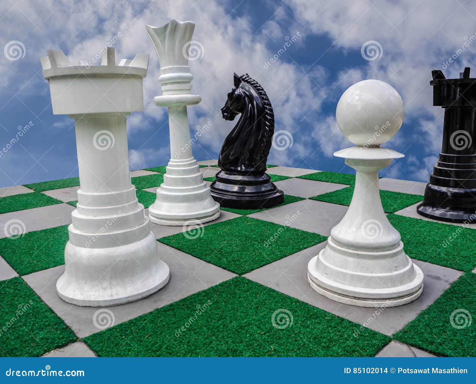 Black and White Chess and Blue Sky Stock Illustration - Illustration of ...