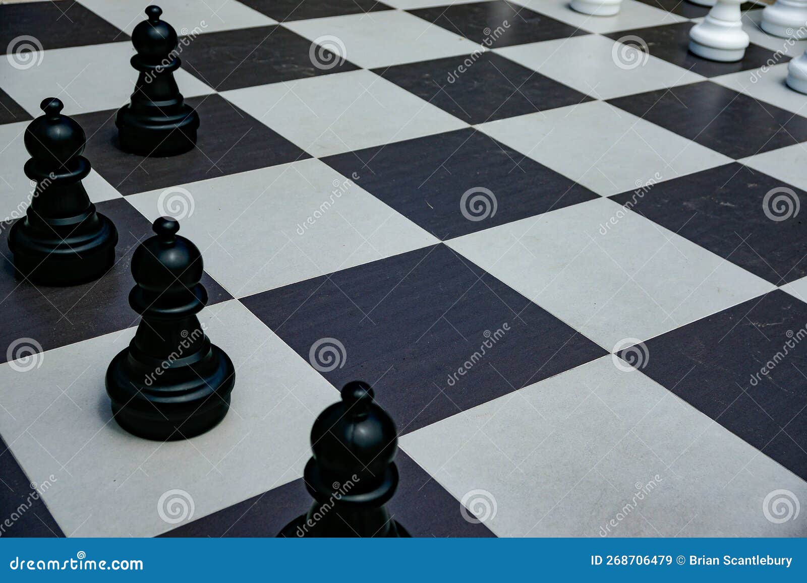 Black and White Chess Board with Black Pawns Stock Image - Image of ...