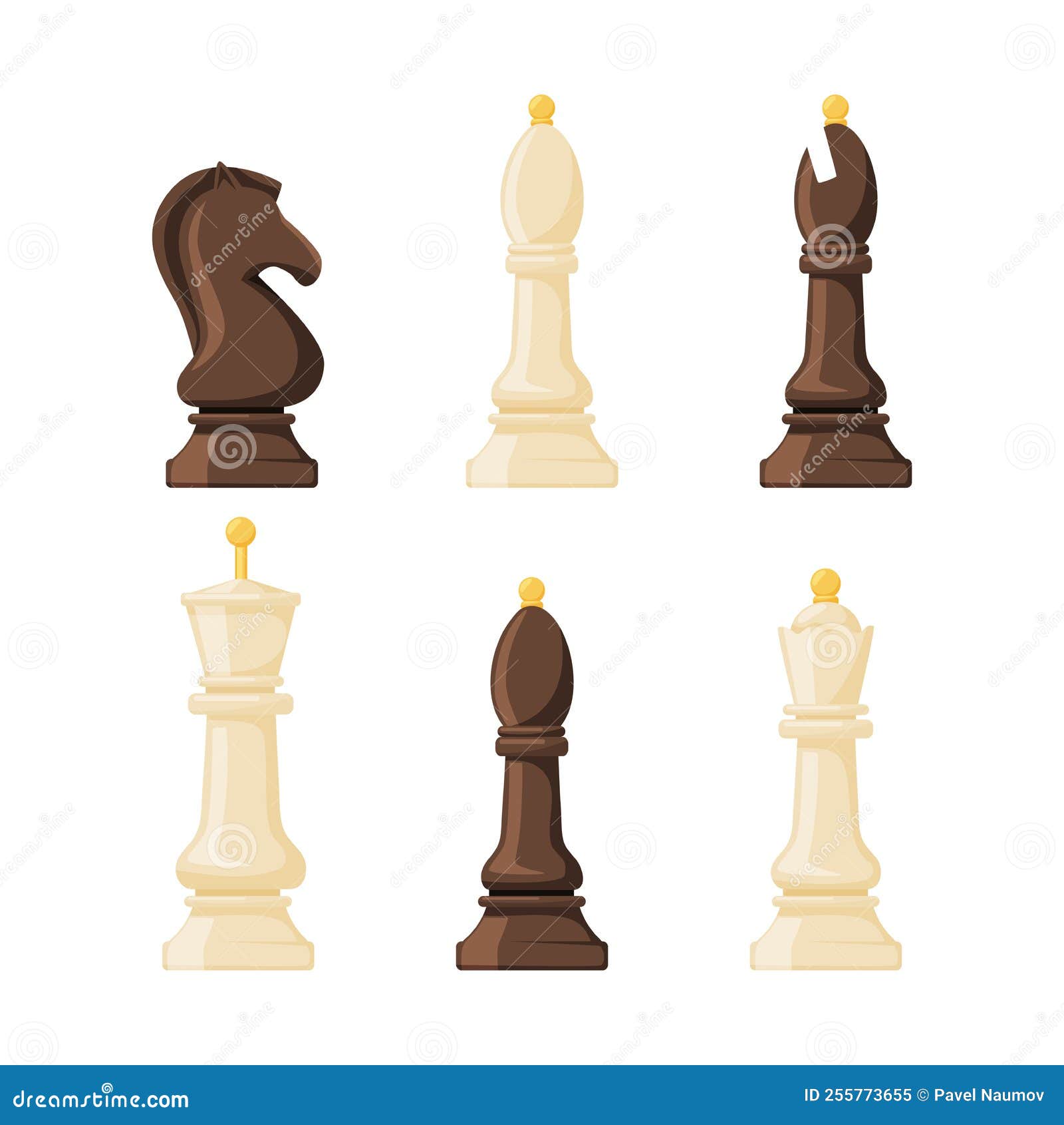 Black and White Chess Piece or Chessman Vector Set Stock Illustration ...