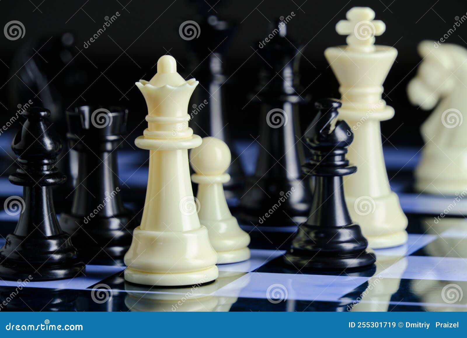 Black and White Chess Pieces on Chess Board Stock Image - Image of ...